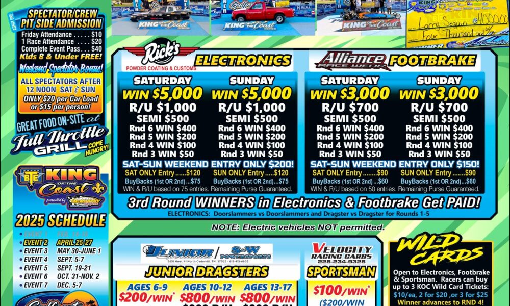 BTE KOC Series Event 2 April 25-27 at Gulfport Dragway NOW Available ...